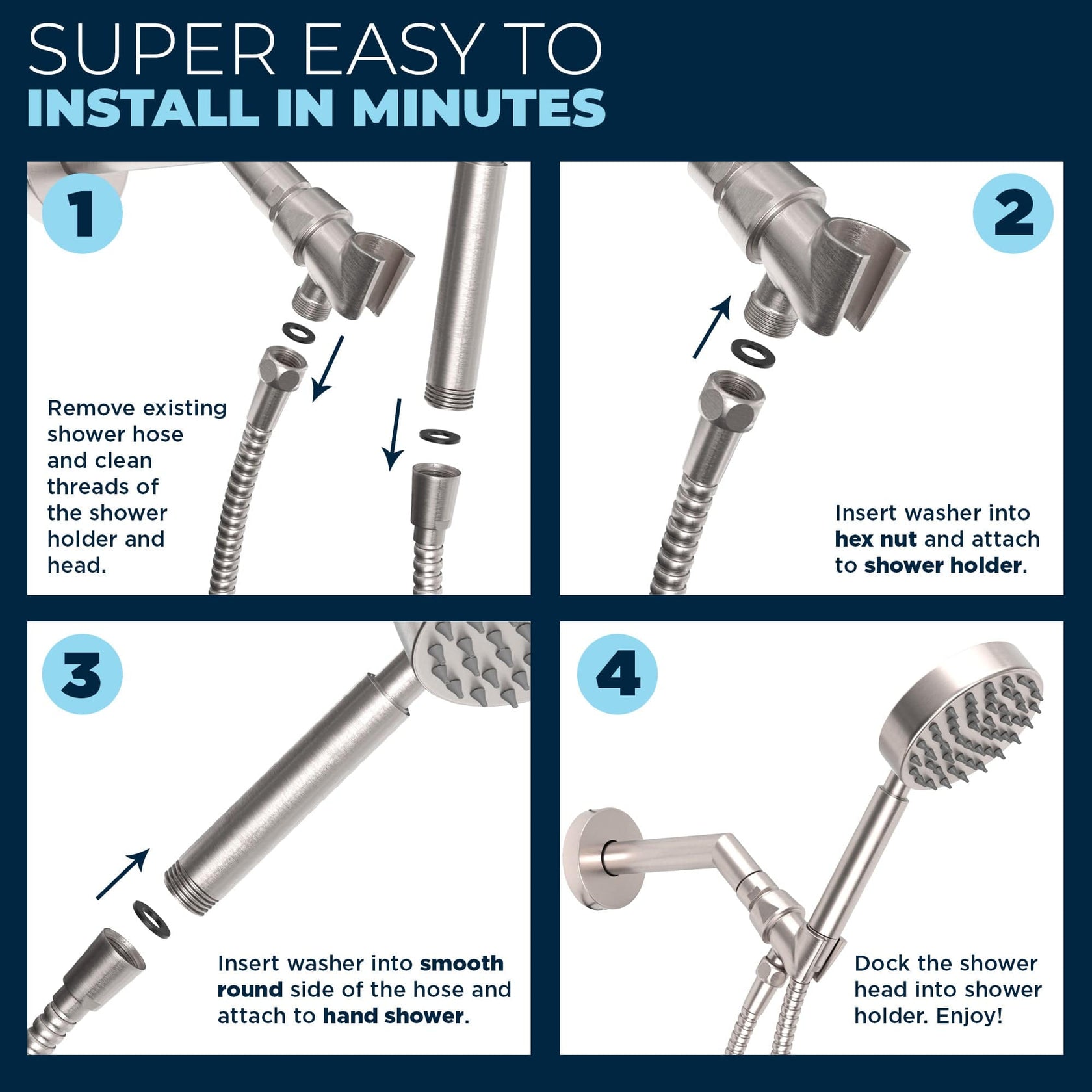 72 Inch Flexible Metal Shower Hose For Hand Held Shower Heads – The ...