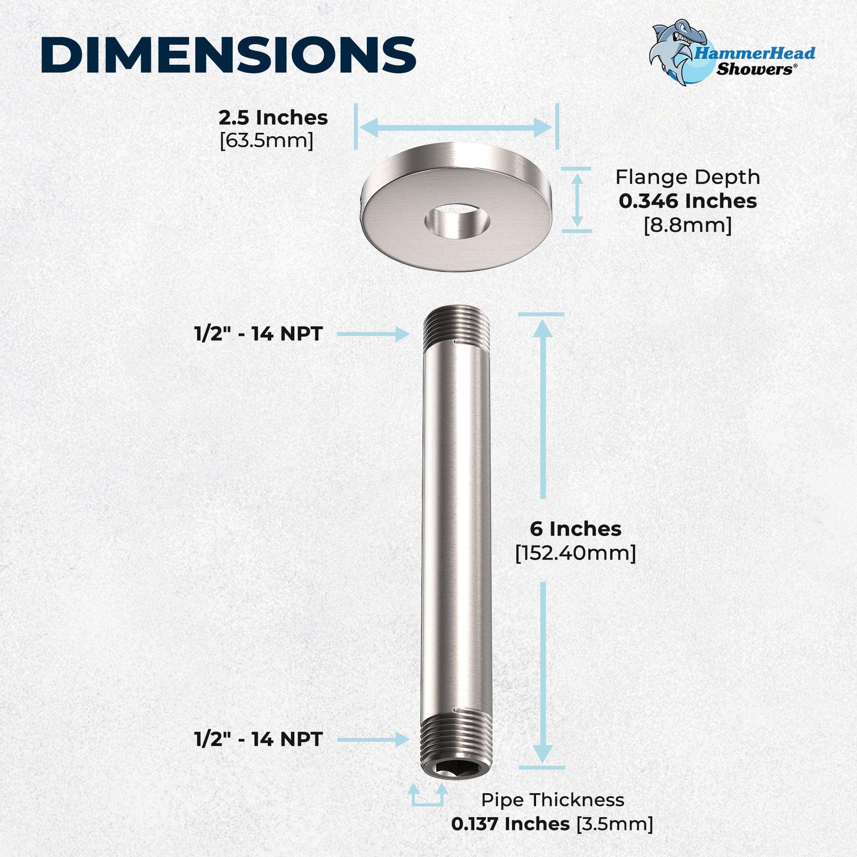 Ceiling Mount Shower Arm and Flange – HammerHead®