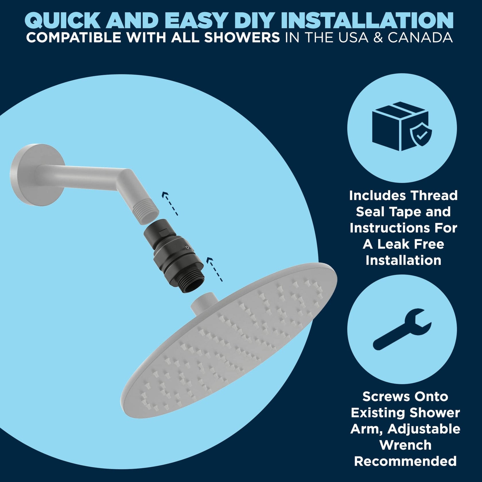 All Metal Shower Head Swivel Adapter To Adjust Showerhead Angle – The ...