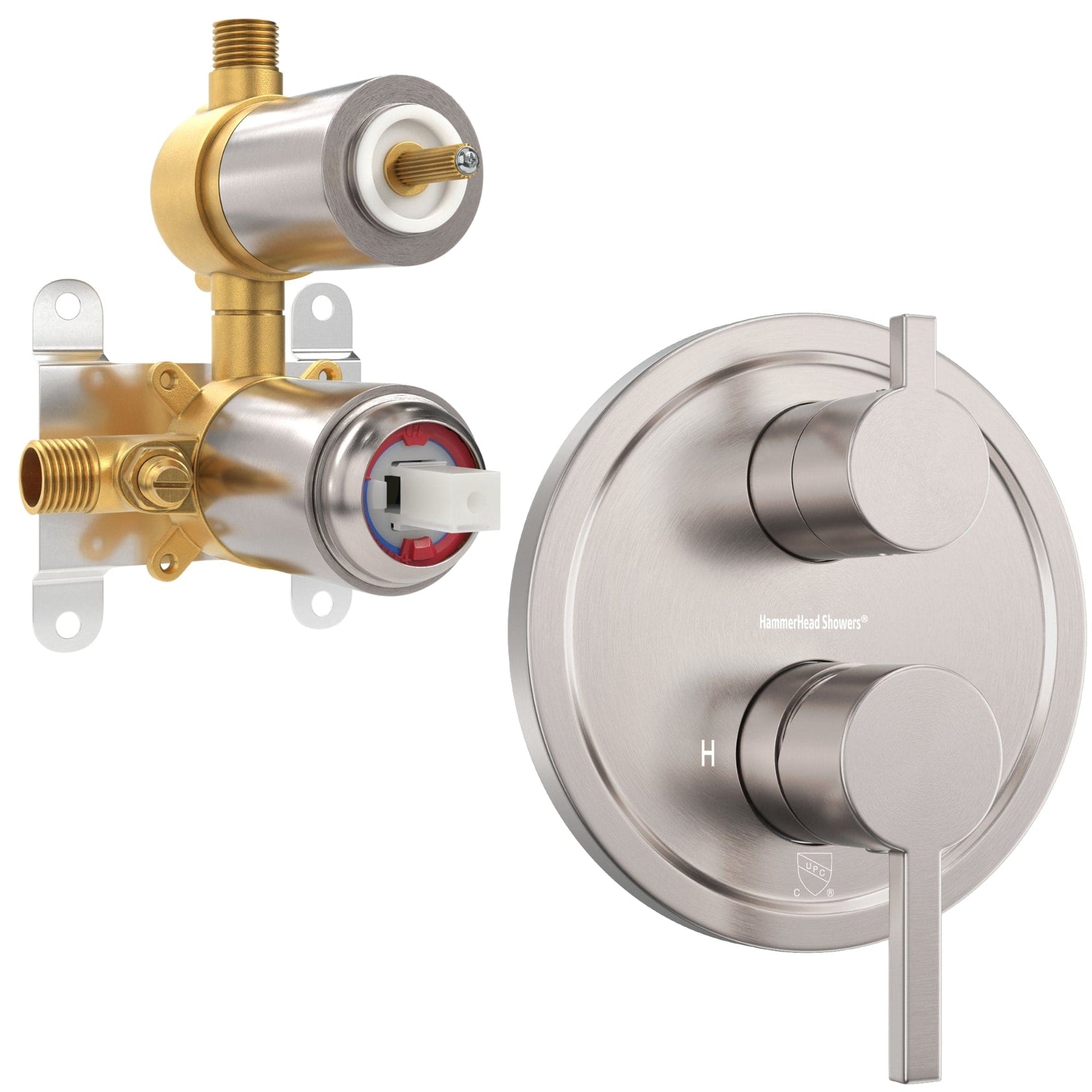 2-Handle Valve and Trim with Built-In Diverter – HammerHead™