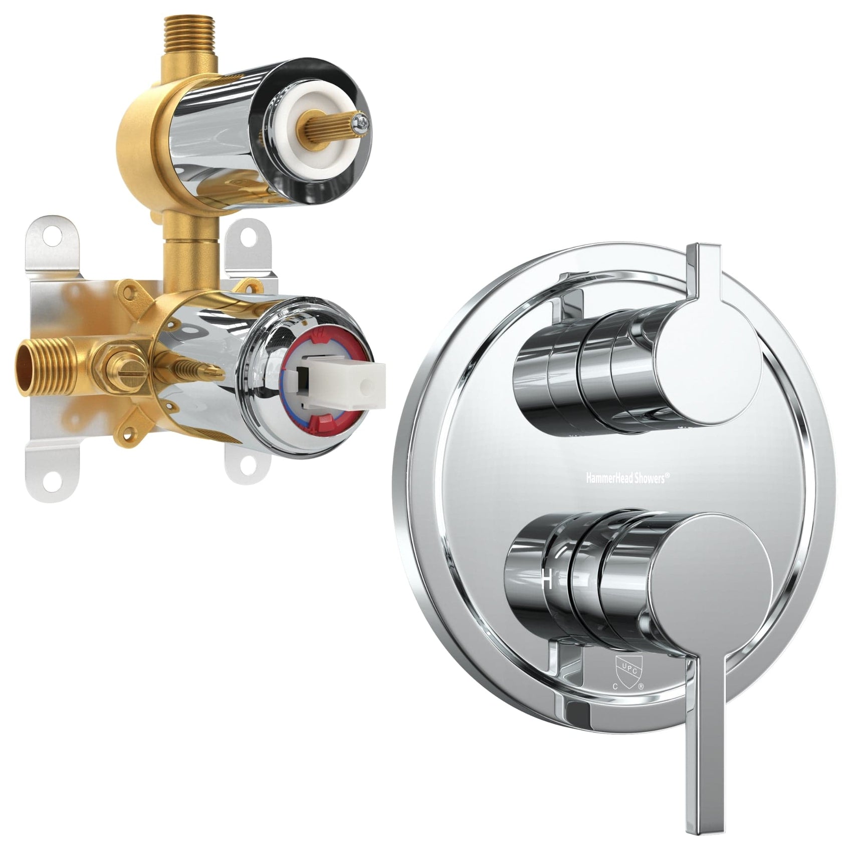 2-Handle Valve and Trim with Built-In Diverter – HammerHead™